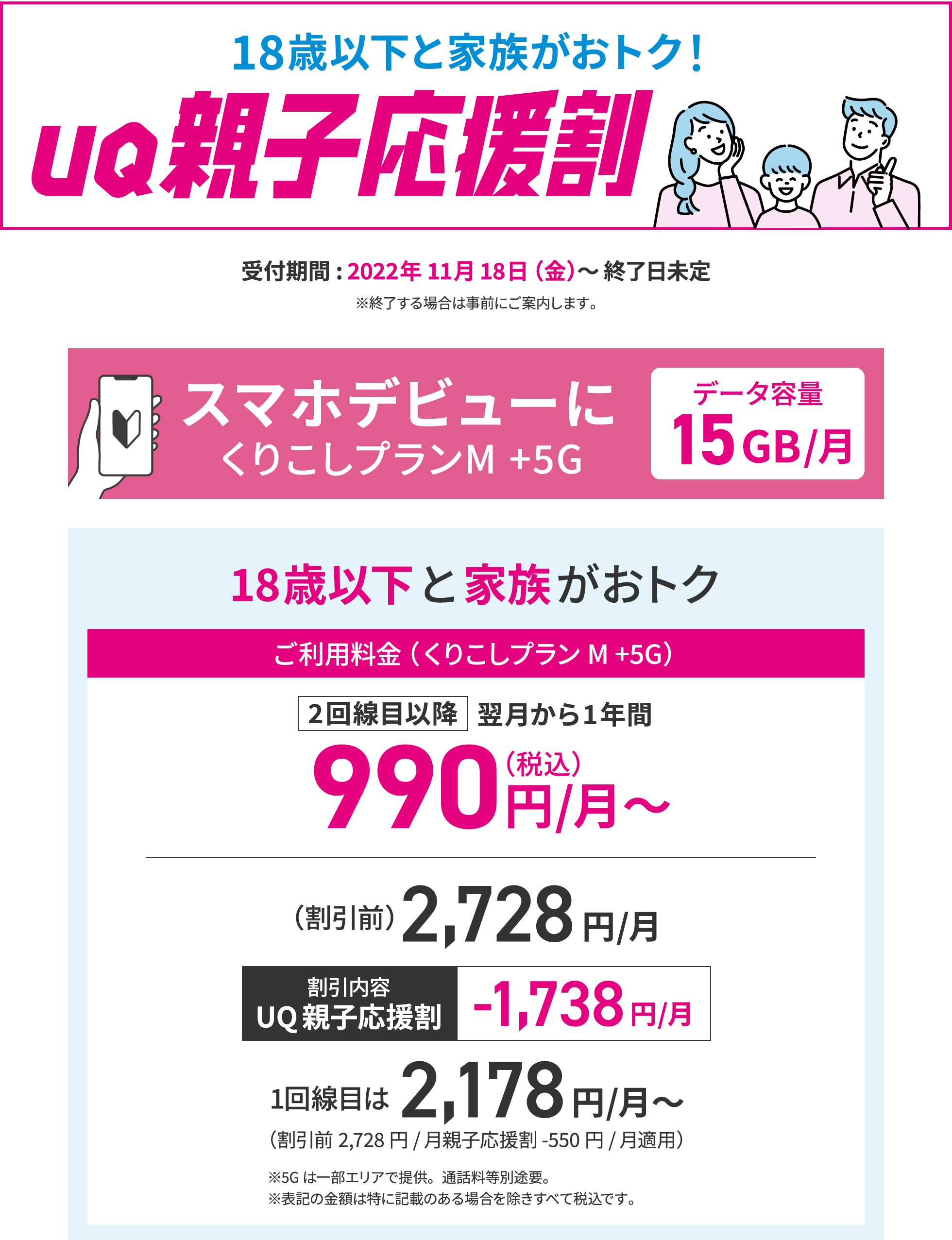 Uqmobile くりこしプランsml 531で受付終了 Uq親子応援割 Sim単体契約 増額 最大16000円相当還元も終了 関西携帯小僧のスマホmnp機種変更情報！ 